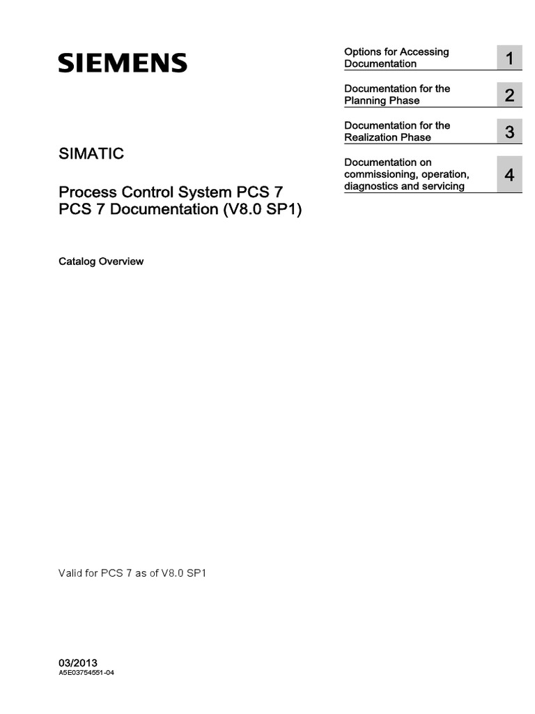 Simatic Process Control System PCS 7 PCS 7 Documentation (V8.0 SP1 ...