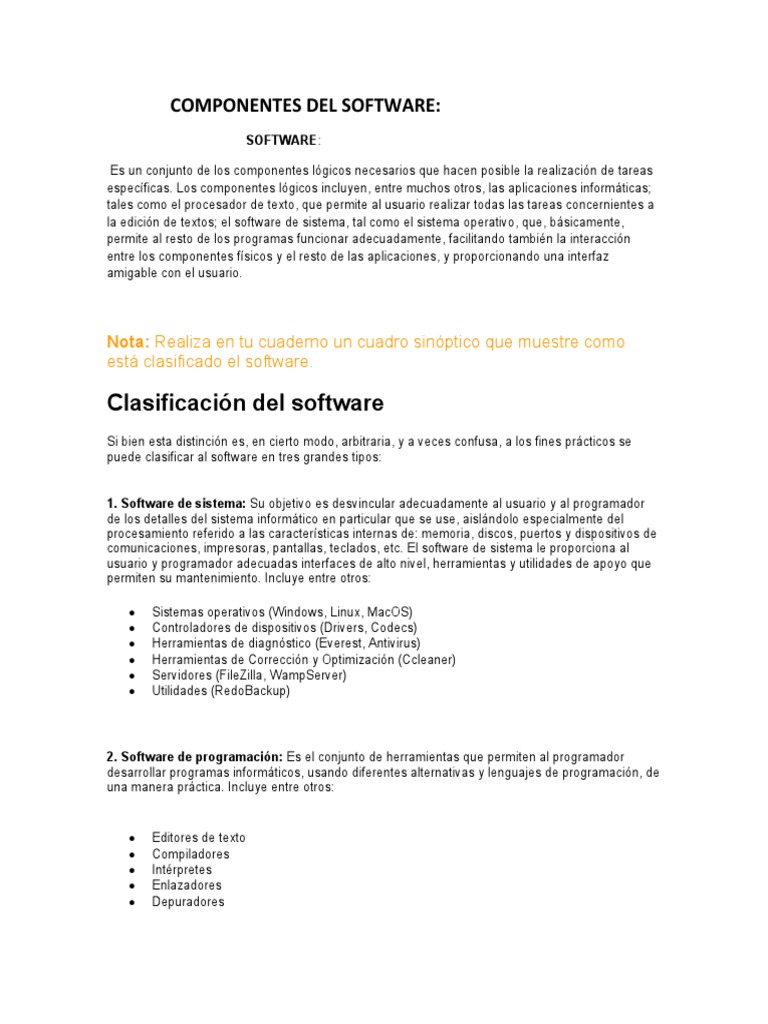 Componentes Del Software | PDF | Sistema operativo | Usuario (informática)