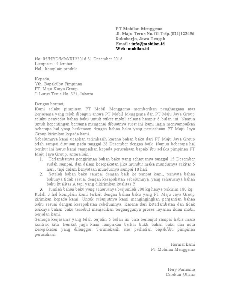 Surat Komplain | PDF