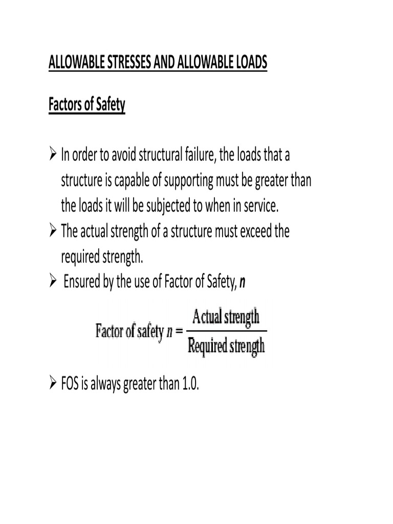 Allowable Stresses and Allowable Loads Factors of Safety | Download ...
