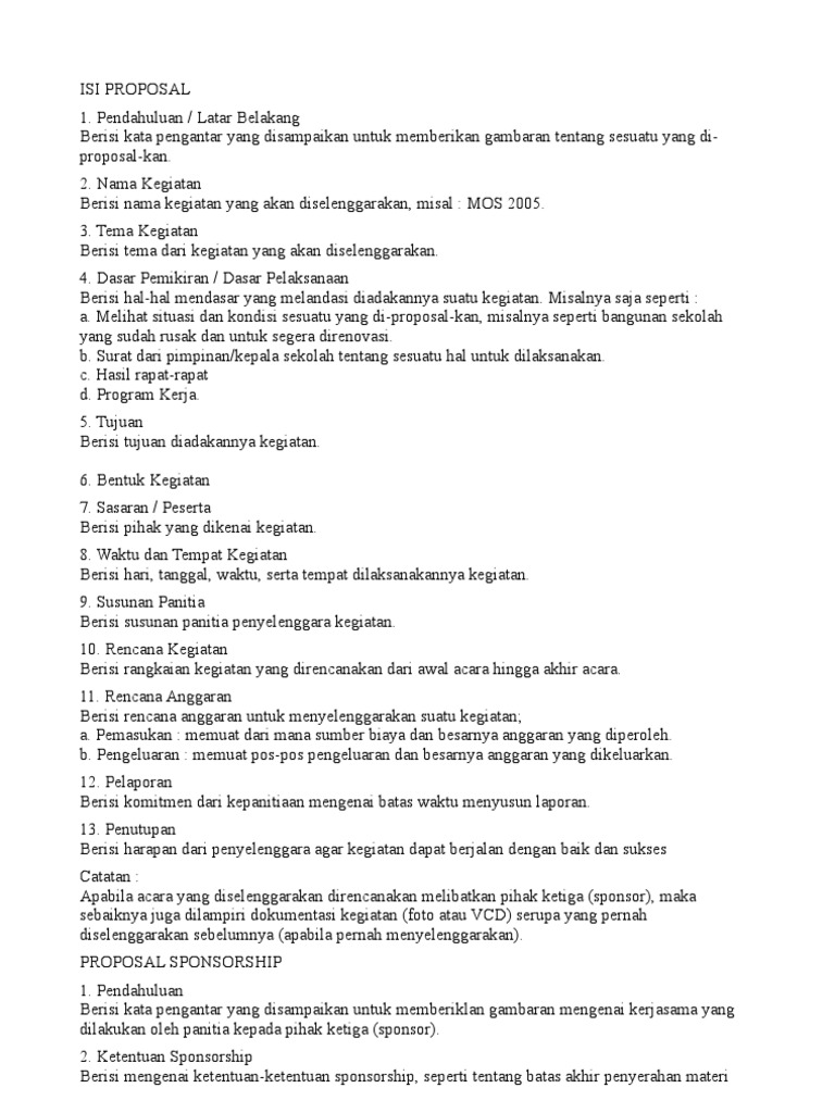 Contoh Isi Proposal | PDF