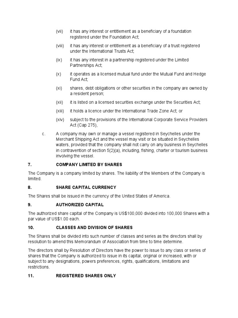 Memorandum of Association | PDF | Proxy Voting | Securities (Finance)