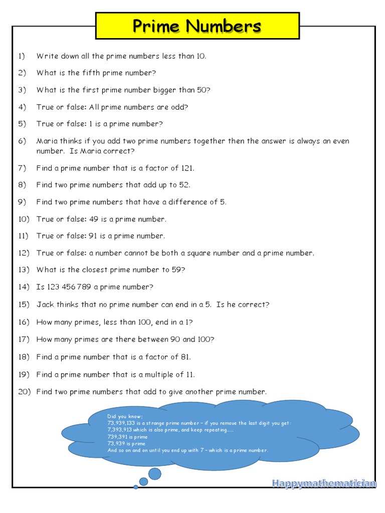 2.2B Prime Numbers Quiz Answers | PDF | Prime Number | Numbers