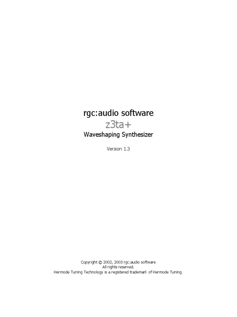 Z3ta+ Waveshaping Synthesizer | PDF | Synthesizer | Sound