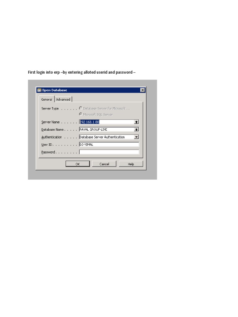First Login Into Erp - by Entering Alloted Userid and Password | PDF