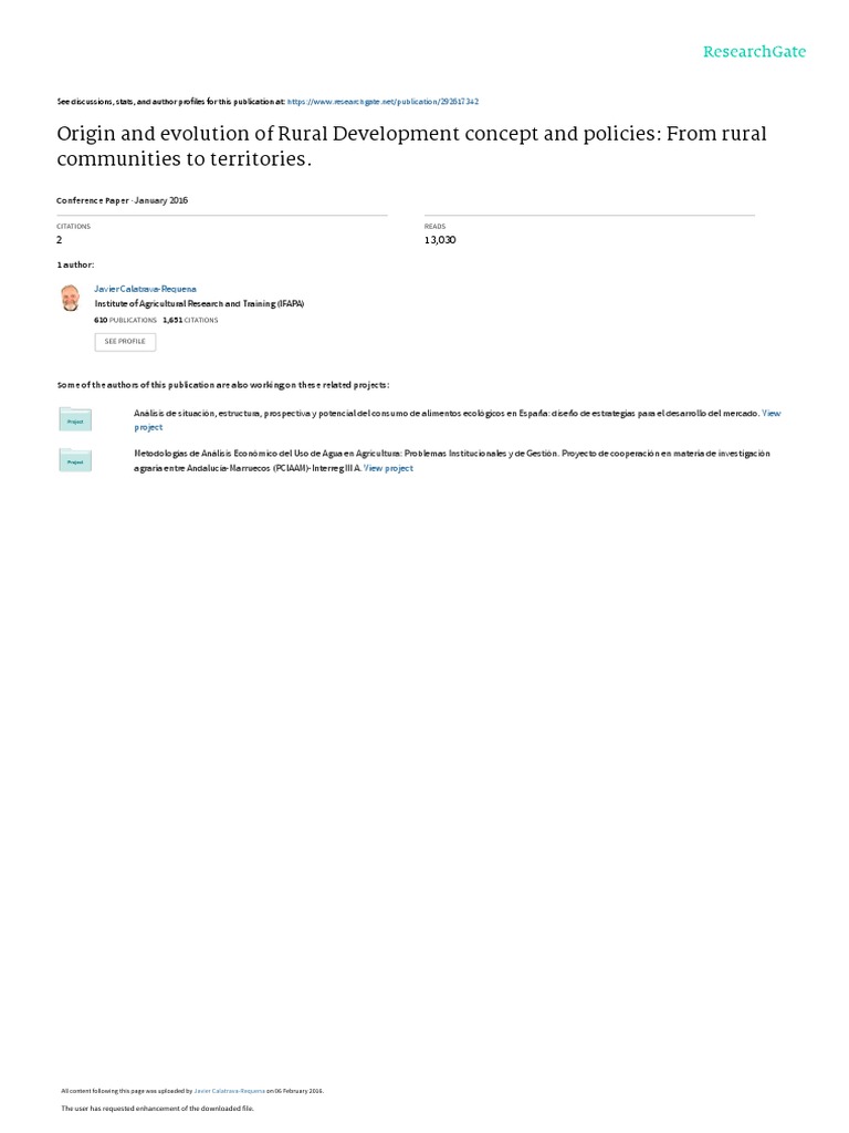 Origin and Evolution of Rural Development Concept and Policies: From ...