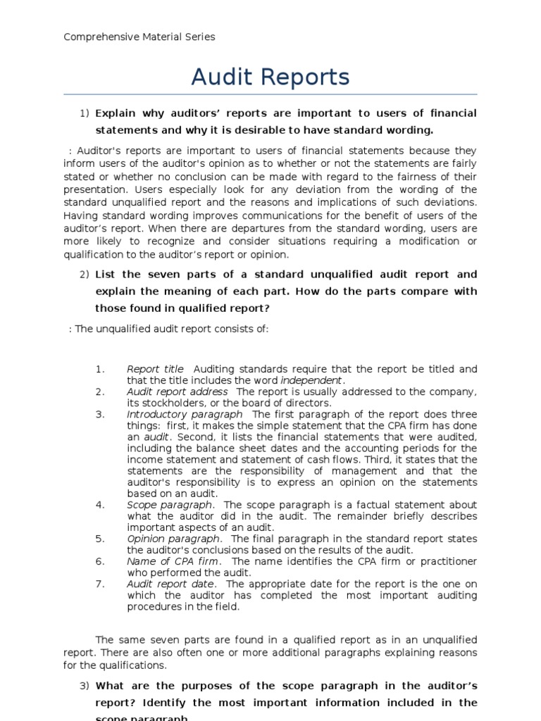 Auditing | PDF | Financial Audit | Auditor's Report