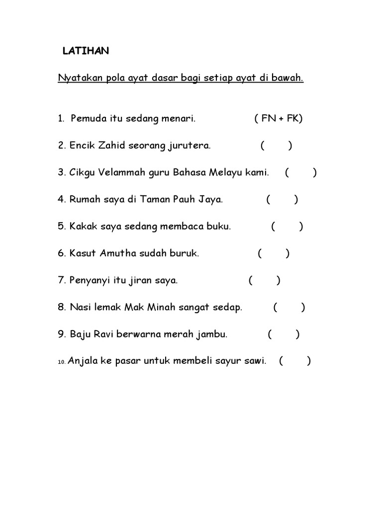 LATIHAN Pola Ayat | PDF