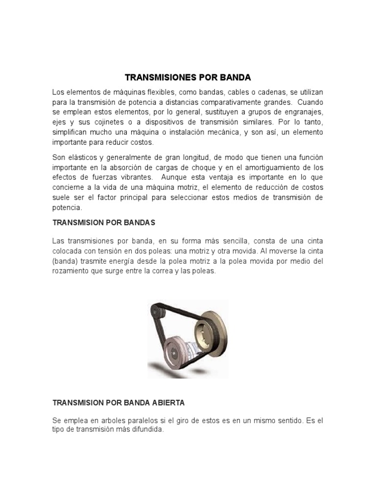 Transmision Por Banda | PDF | Engranaje | Eje