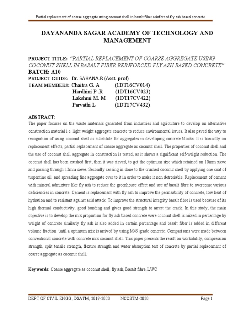 Dayananda Sagar Academy of Technology and Management | PDF | Fly Ash ...