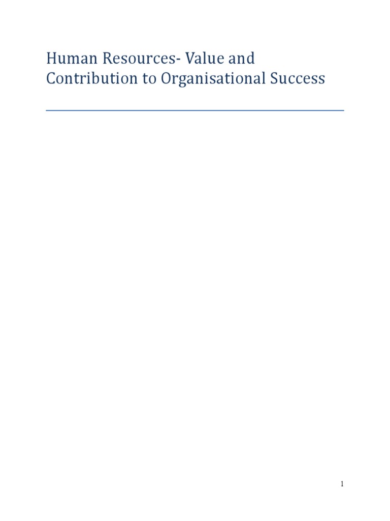 Human Resources-Value and Contribution To Organisational Success | PDF ...