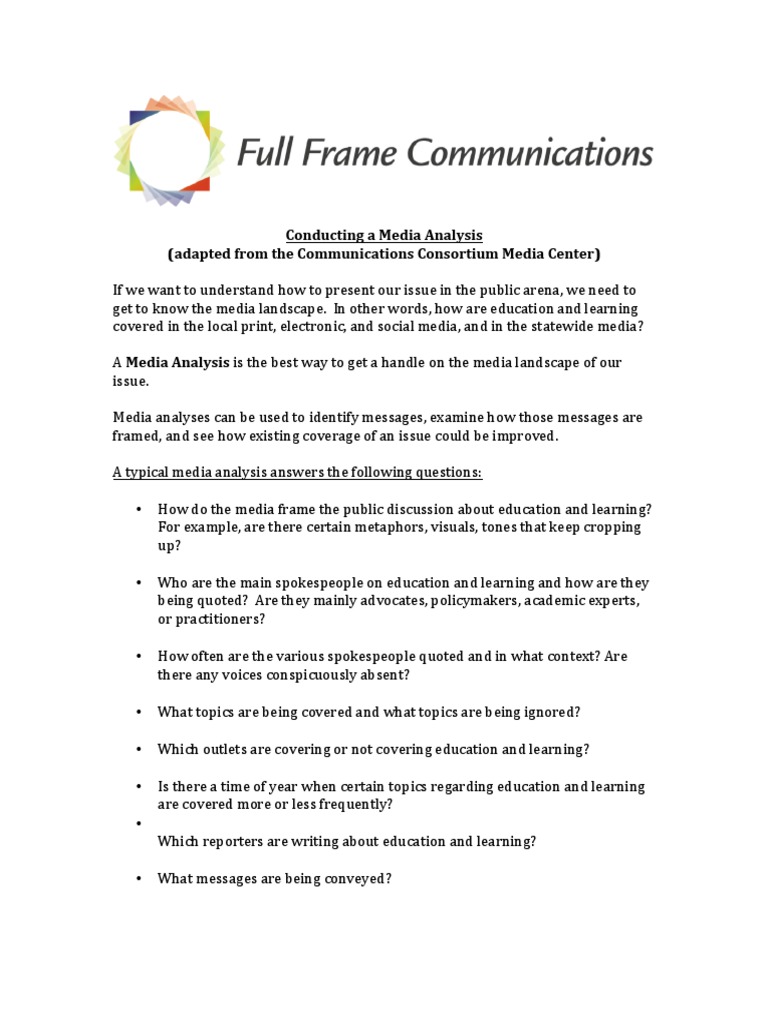 Conducting A Media Analysis Final Pdf News Public Sphere