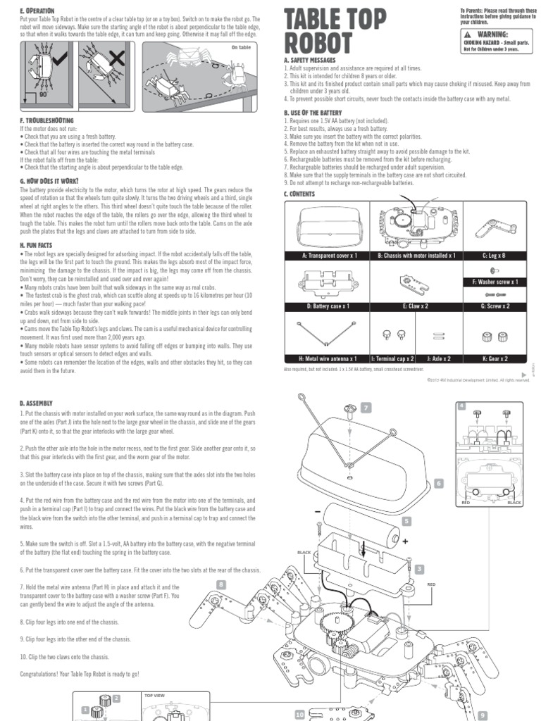 Table Top Robot: E. Operation | PDF | Gear | Wheel