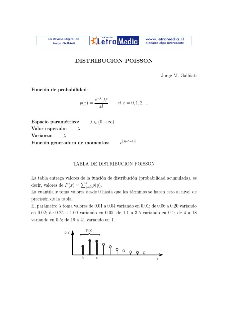 Tabla de Distribución Poisson | PDF | Distribución de veneno ...