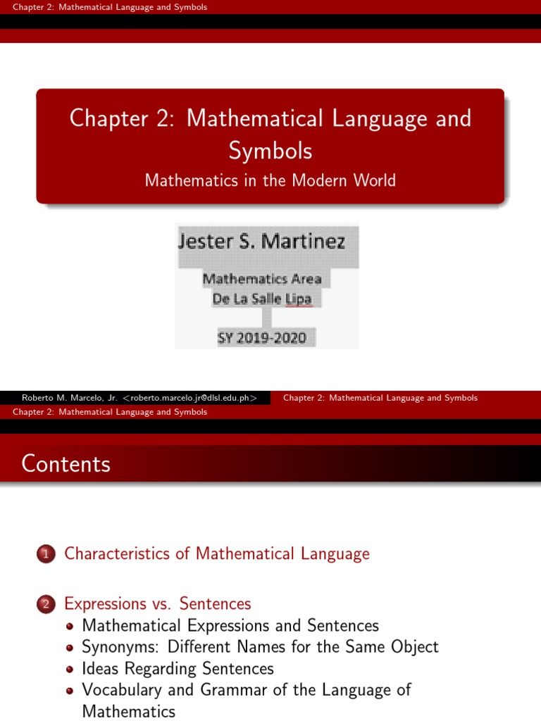 Part 1 Mathematical Language and Symbols | PDF | English Language ...