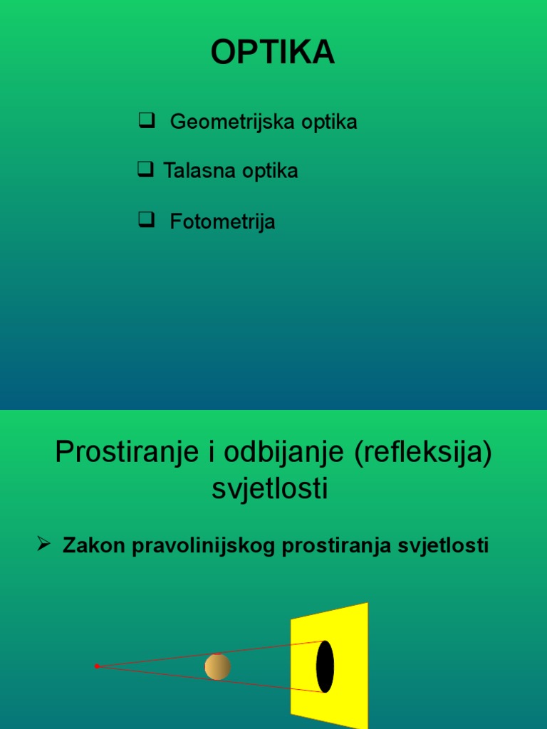 02 OPTIKA (OSNOVNI ZAKONI GEOMETRIJSKE OPTIKE) - 60d4b3f | PDF