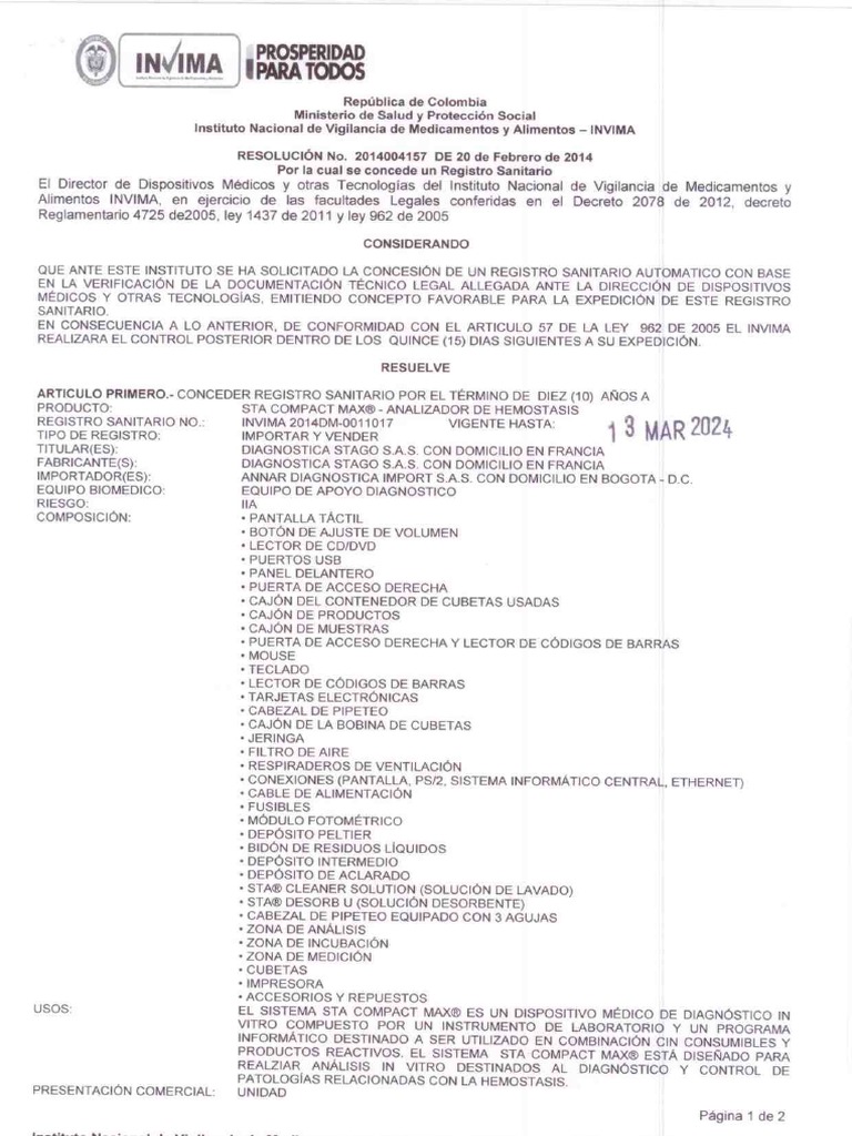 Invima Sta Compact Max | PDF