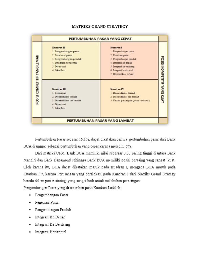 Matriks Grand Strategi Bank BCA | PDF