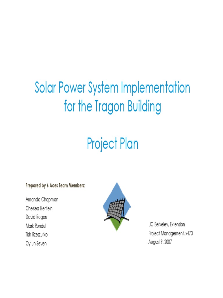 Solar Power System Project Plan | PDF | Project Management | Solar Power