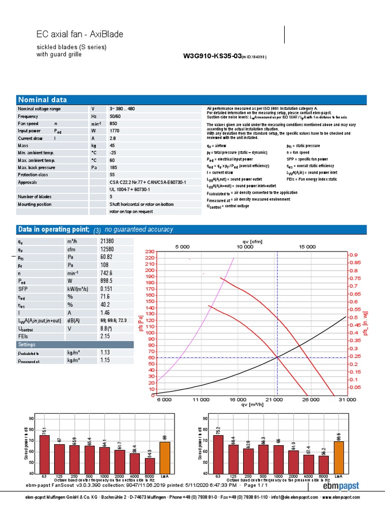 AxiBlade EC Axial Fan Specifications | PDF | Continuum Mechanics ...