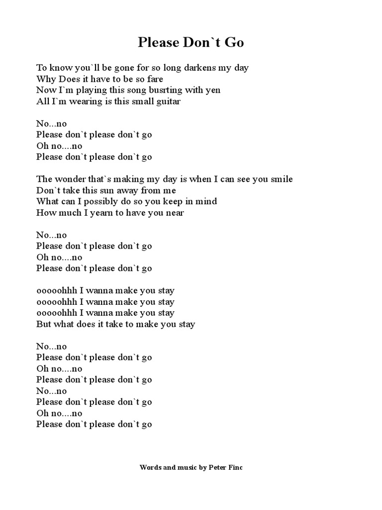 1 Please Dongt Go Lyrics PDF | PDF