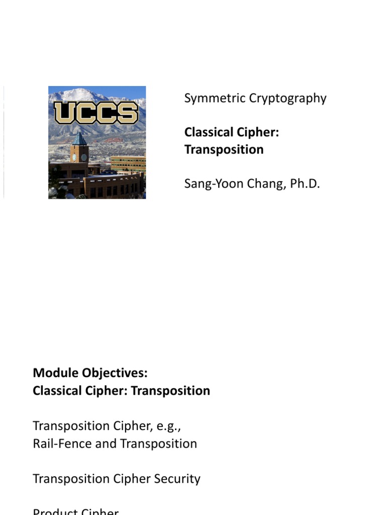 Symmetric Cryptography: Classical Cipher: Transposition | PDF | Cipher | Security Engineering