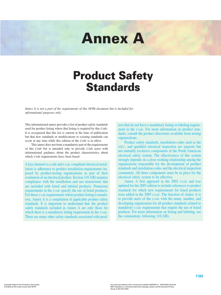 Annex A: Product Safety Standards | PDF | Fuse (Electrical ...