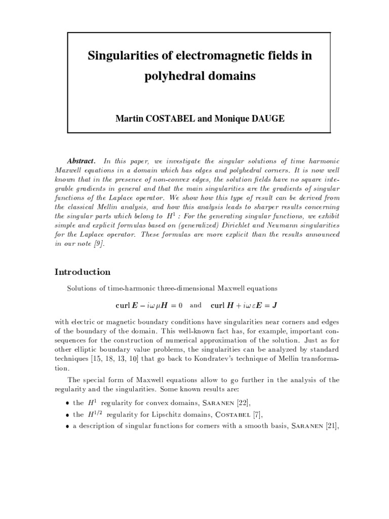 Costabel em Singularities in Polyhedra | PDF | Classical Geometry | Linear Programming