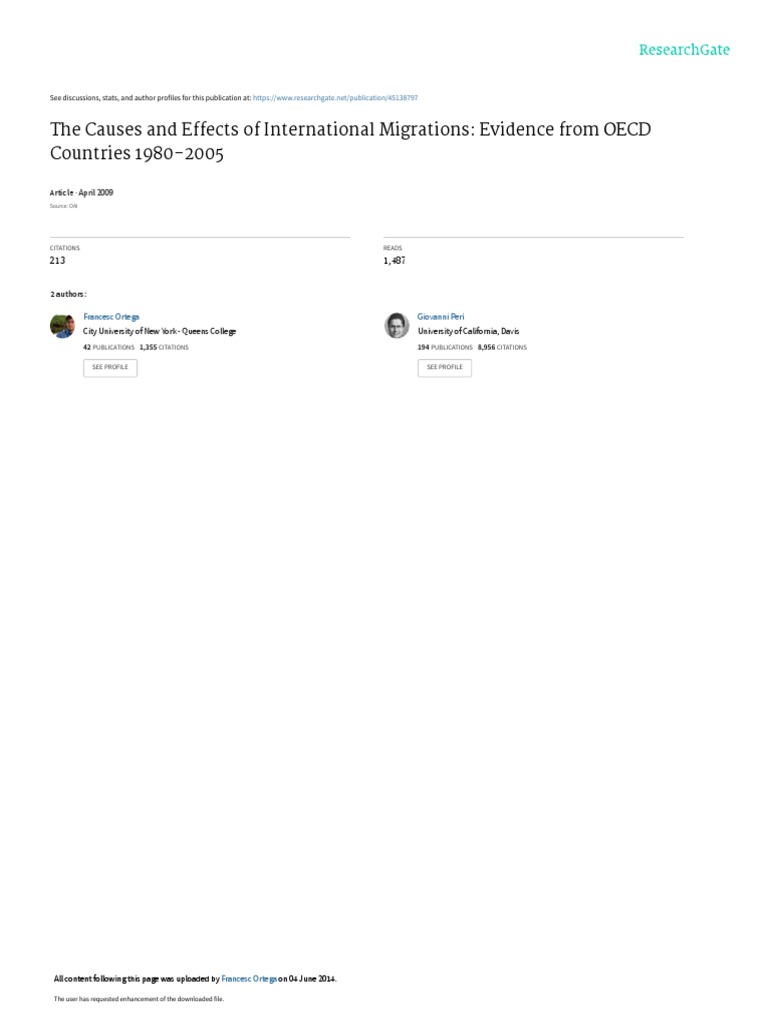 The Causes and Effects of International Migrations: Evidence From OECD ...