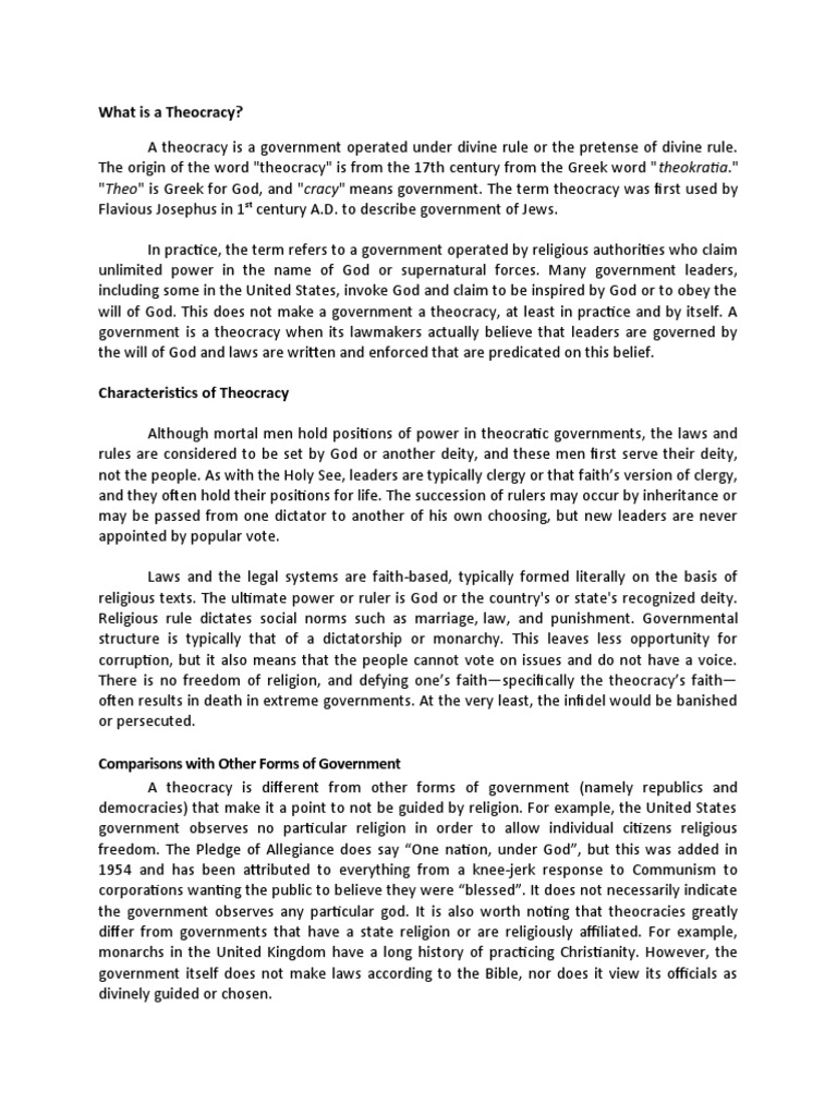 What Is A Theocracy? | Download Free PDF | Vatican City | Theocracy
