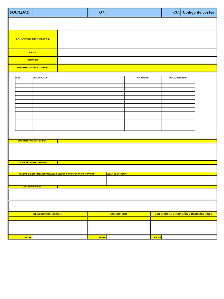 Ejemplo FORMATO DE SOLICITUD DE COMPRA | PDF