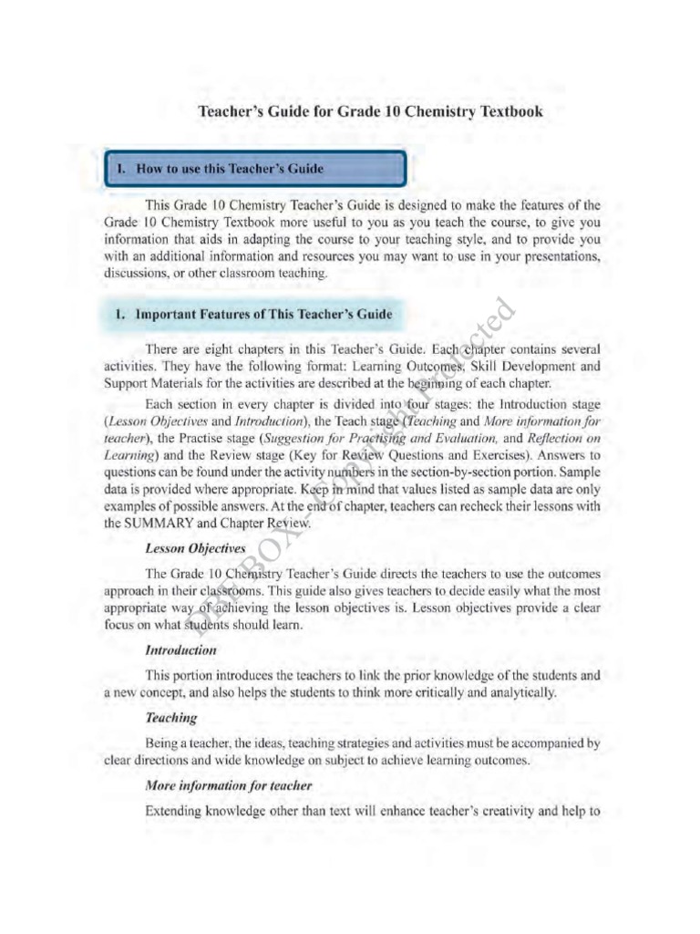 Grade 10 Chemistry (Teachers Guide) | PDF