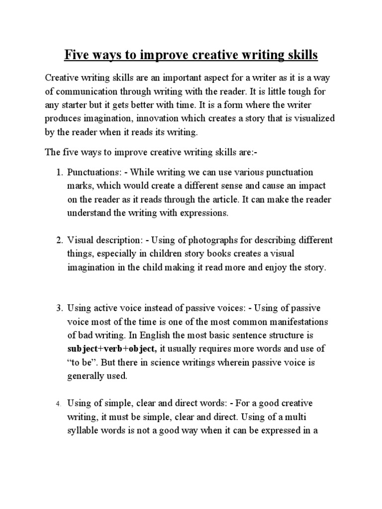 Creative Writing Skills | PDF