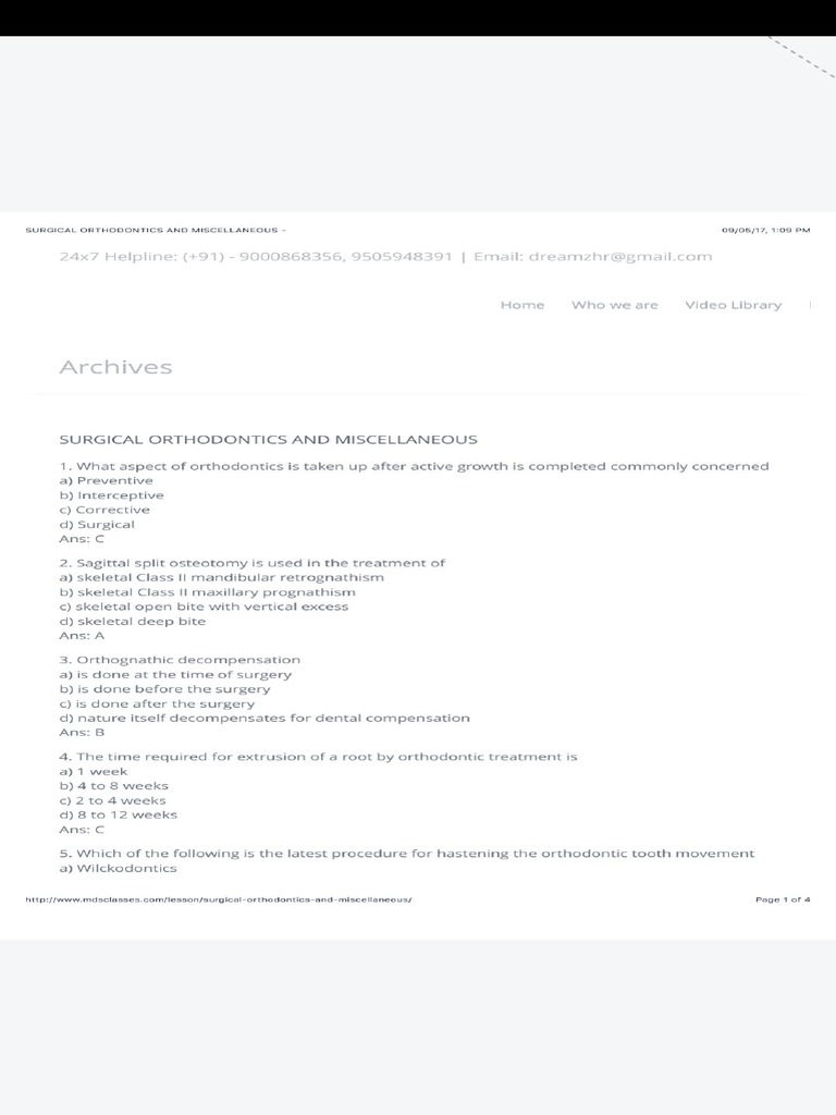 Surgical Orthodontics MCQ | PDF