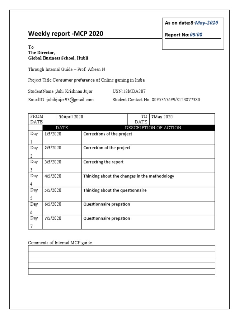 MCP Juhi Weekly Report 4 | PDF