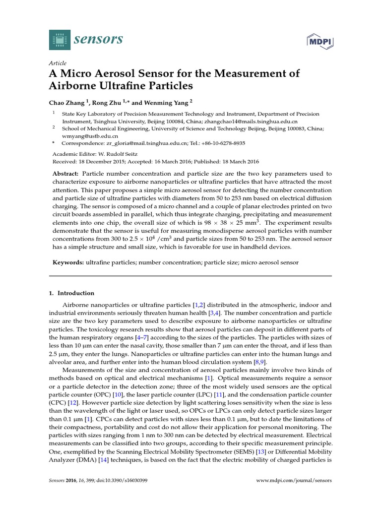Airborne Aerosols Measurement | PDF | Aerosol | Nanoparticle