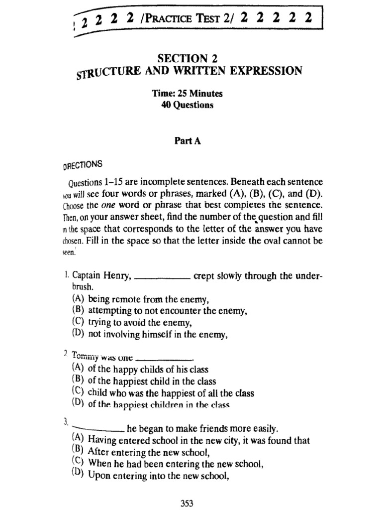 TOEFL Practice Test Structure | PDF