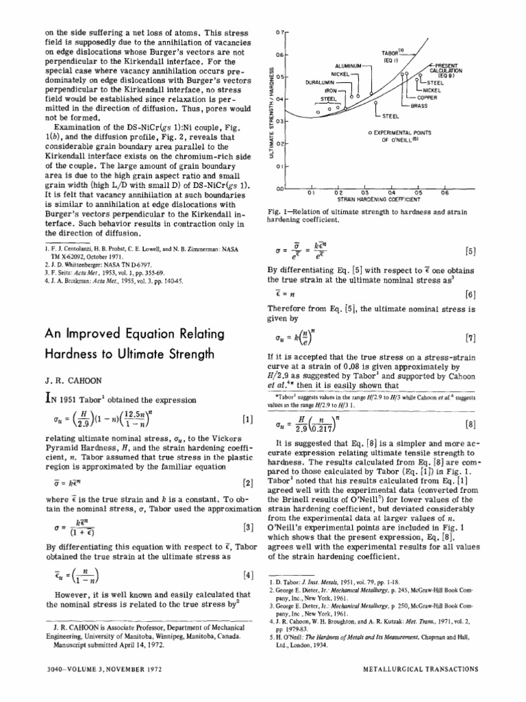 An Improved Equation Relating Hardness To Ultimate Strength PDF ...