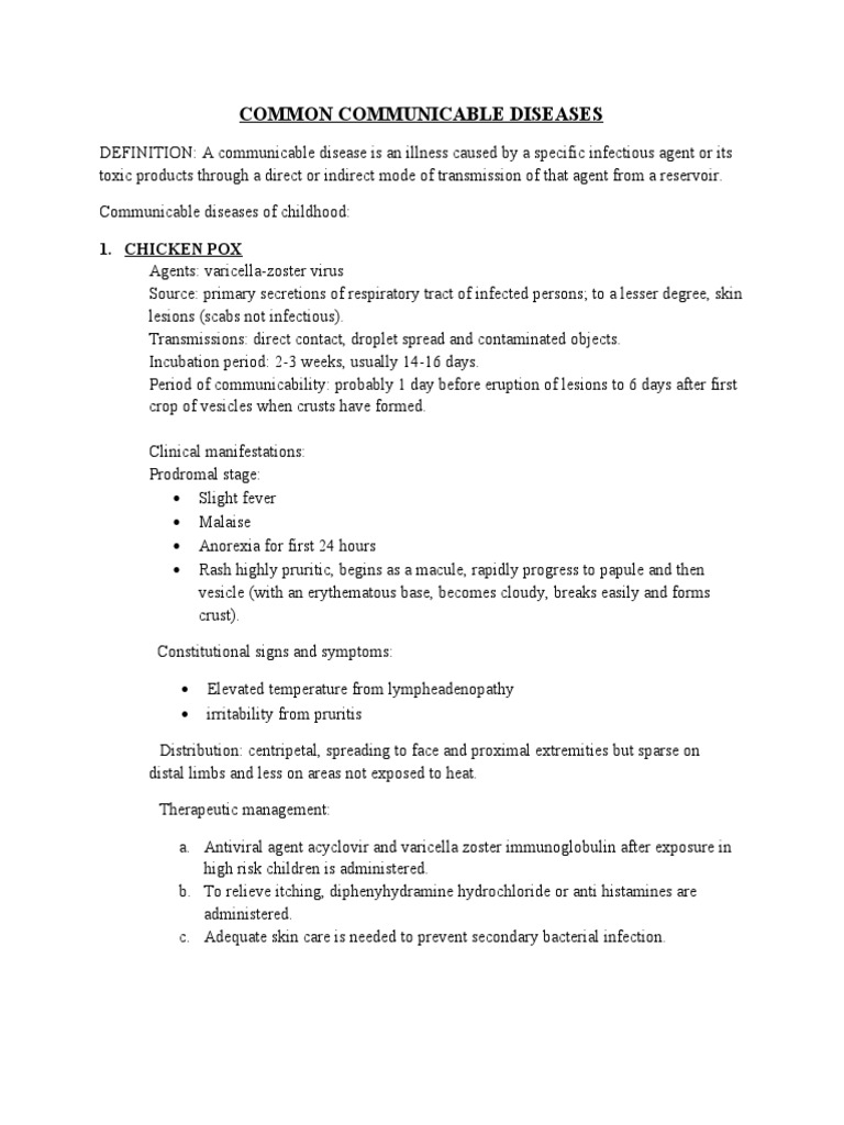 Common Communicable Diseases | PDF | Infection | Medical Specialties