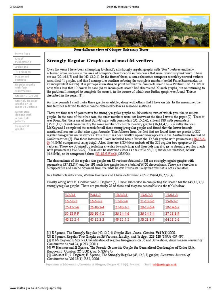 Strongly Regular Graphs with 2000 Vertices | PDF | Combinatorics | Graph Theory