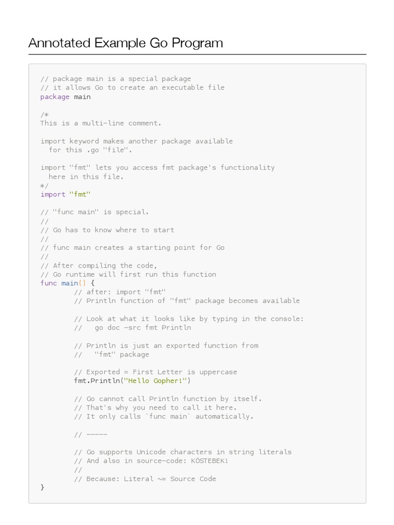 Annotated Go Program Example | PDF