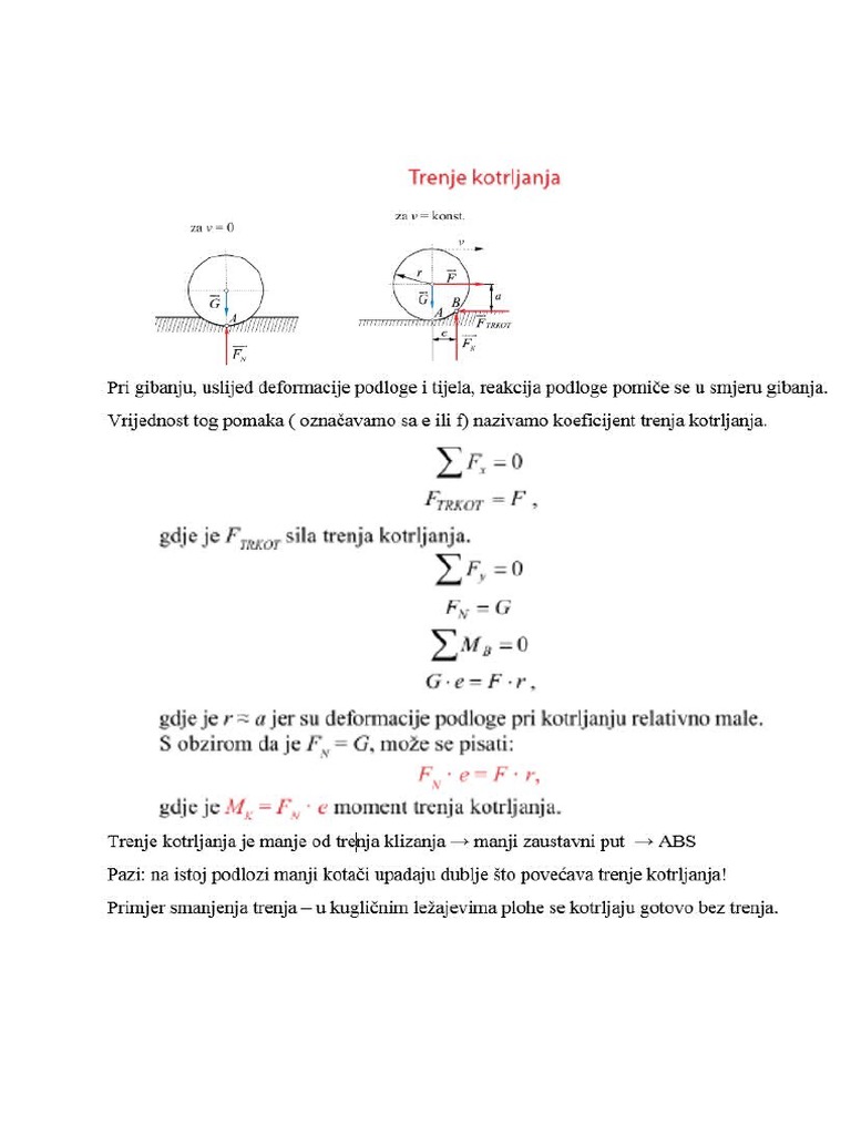 Trenje Kotrljanja | PDF