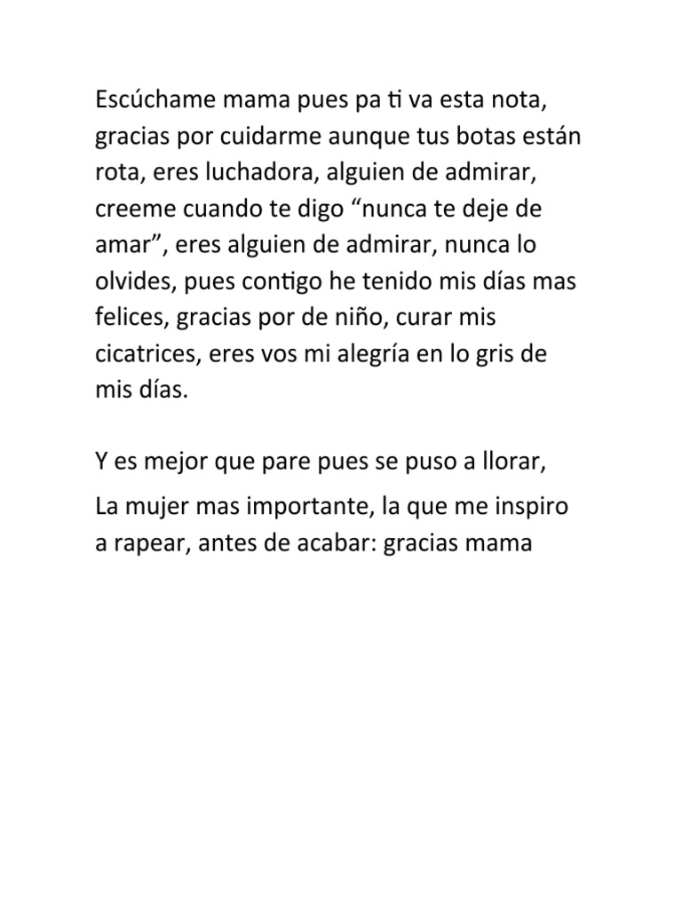 Letra para Mi Mami | PDF