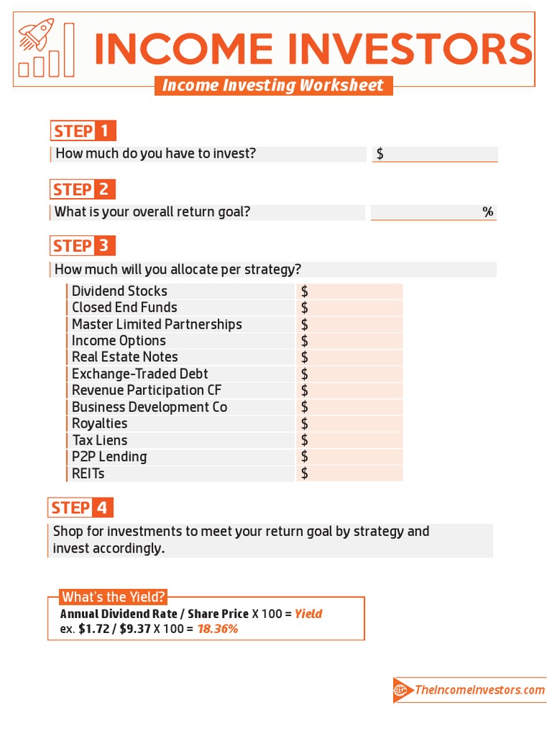 Income Investors Worksheet | PDF