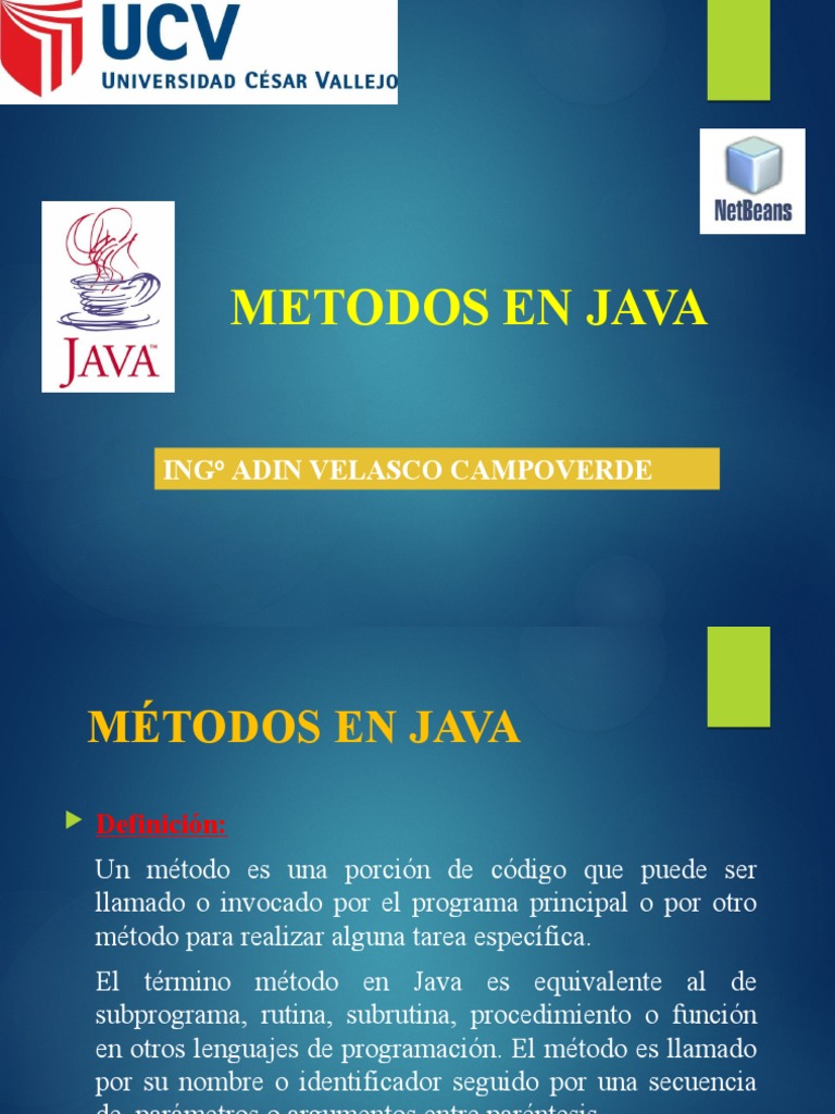 Sesion 01 B Metodos en Java | PDF | Java (lenguaje de programación ...