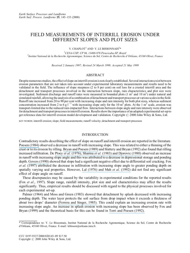 Field Measurements of Interrill Erosion | PDF | Erosion | Surface Runoff