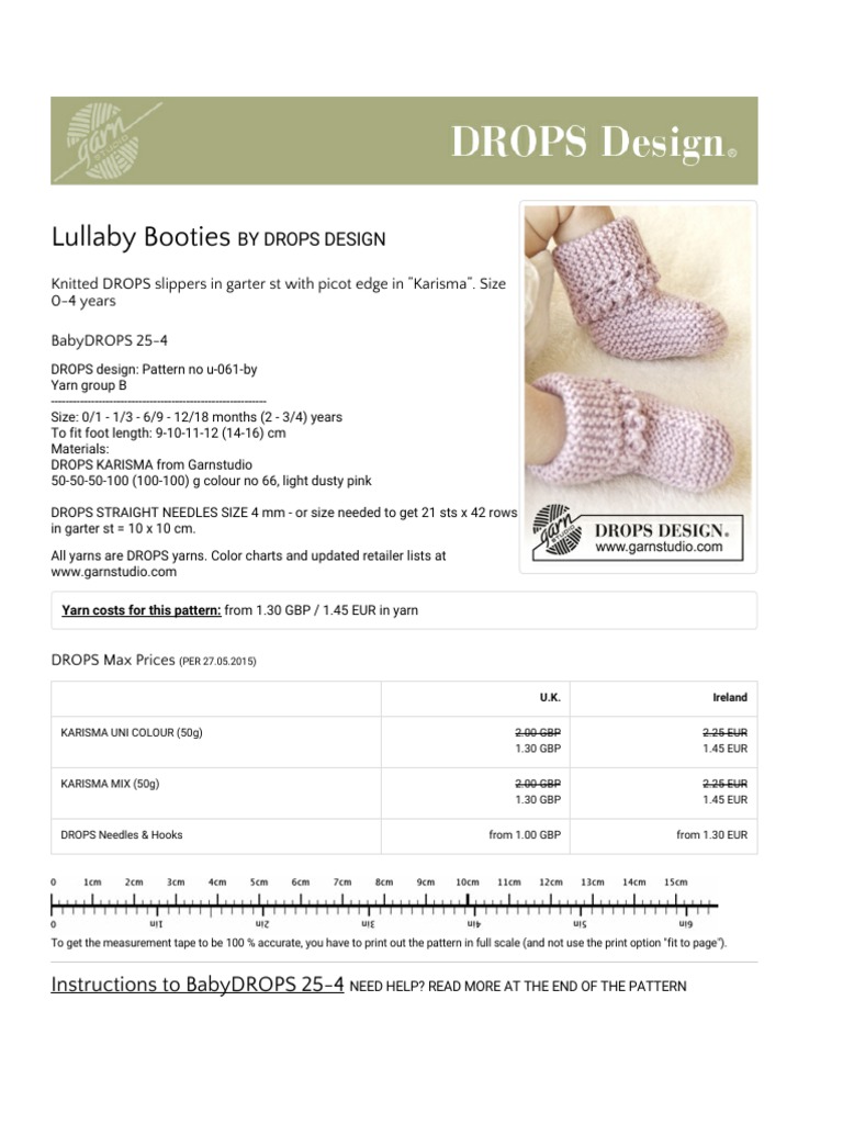 Lullaby Booties: by Drops Design | PDF | Knitting | Textile Arts