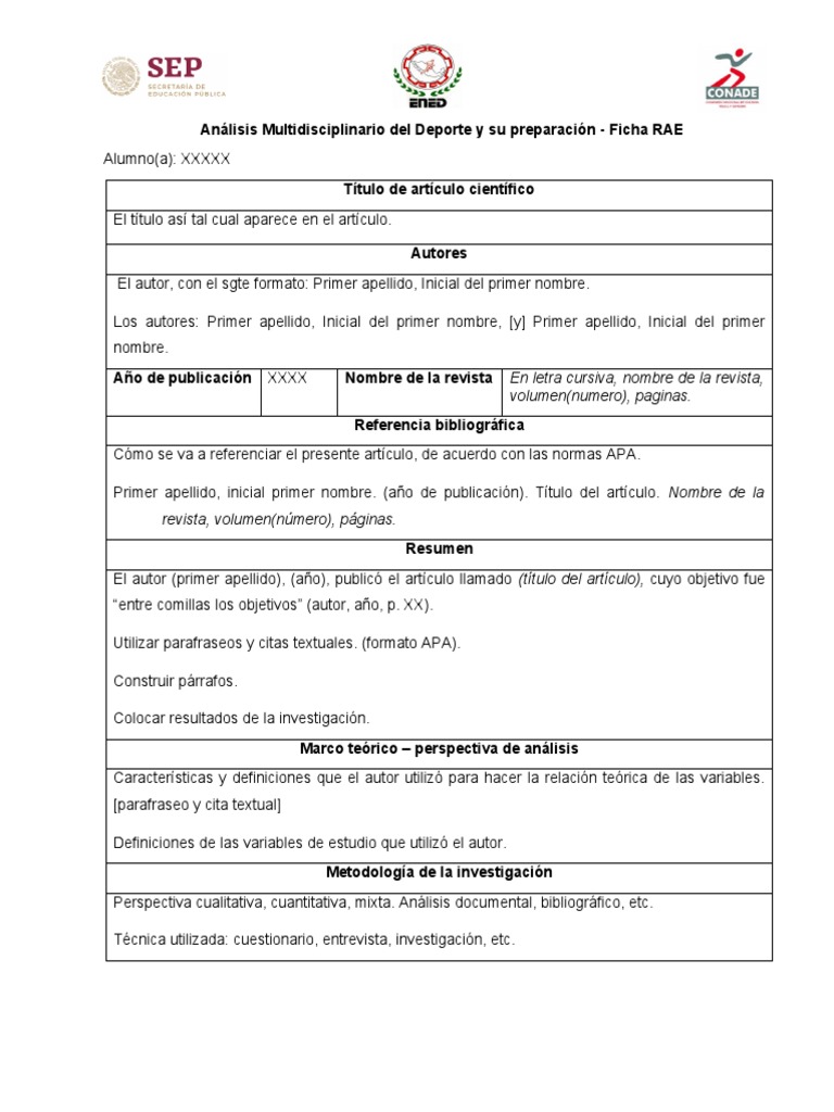 Plantilla Ficha RAE | PDF