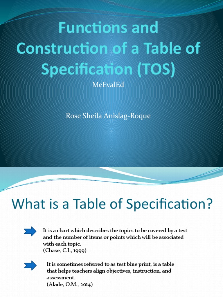 Constructing a TOS | PDF | Educational Assessment | Teaching