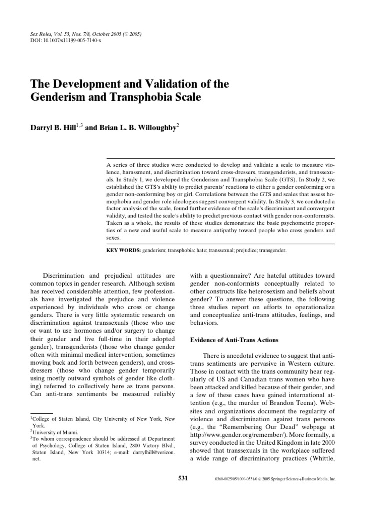 Hill, Willoughby - 2005 - The Development and Validation of The Genderism and Transphobia Scale ...